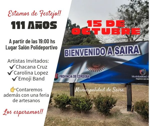 Saira: Cumple su 111º Aniversario – Red Panorama Marcos Juarez